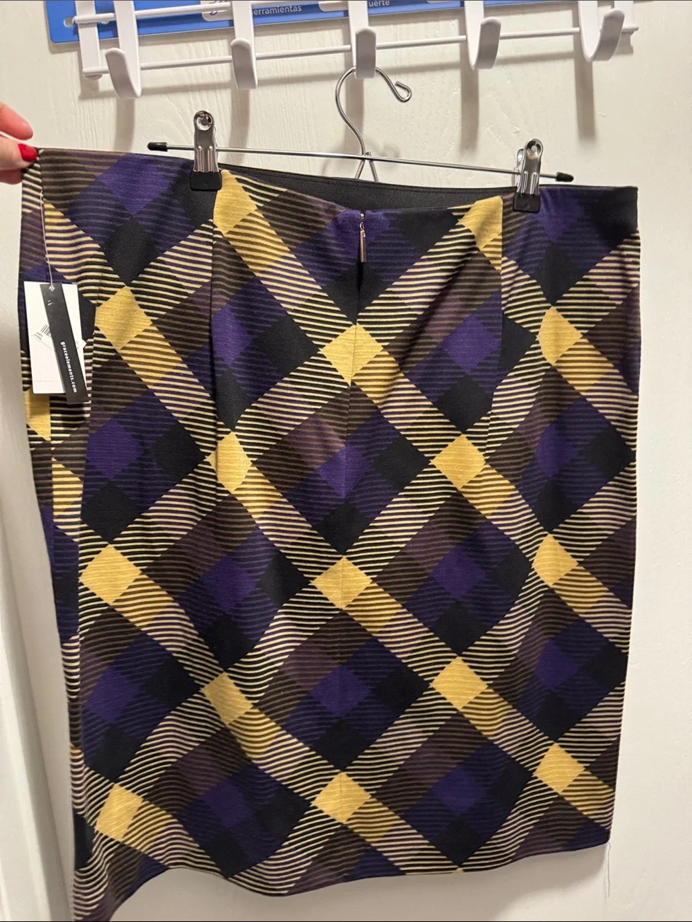 Grace Elements | Skirts | Grace Elements Purple And Yellow Plaid Pencil ...